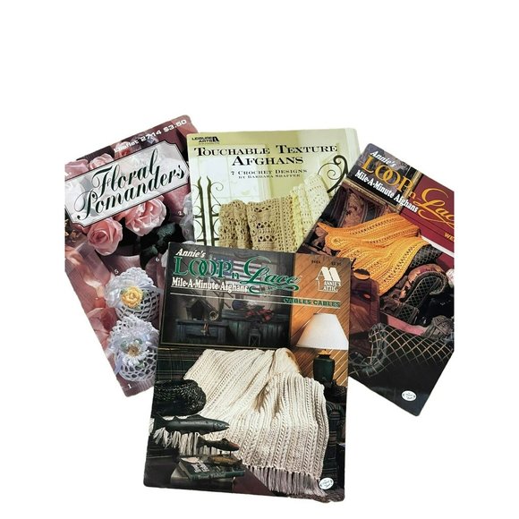 Loop n' Lace | Office | 4 Crochet Booklets Books Textured Afghans Mile ...